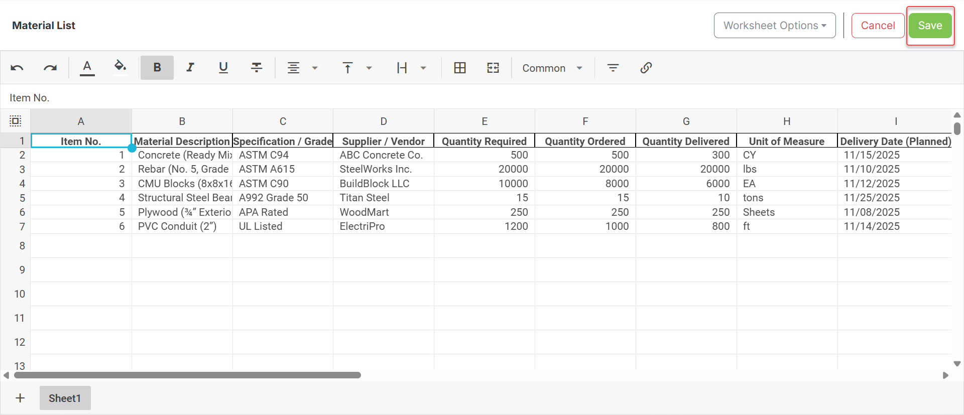Import Into Worksheet