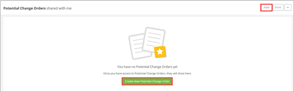 Create a Potential Change Order